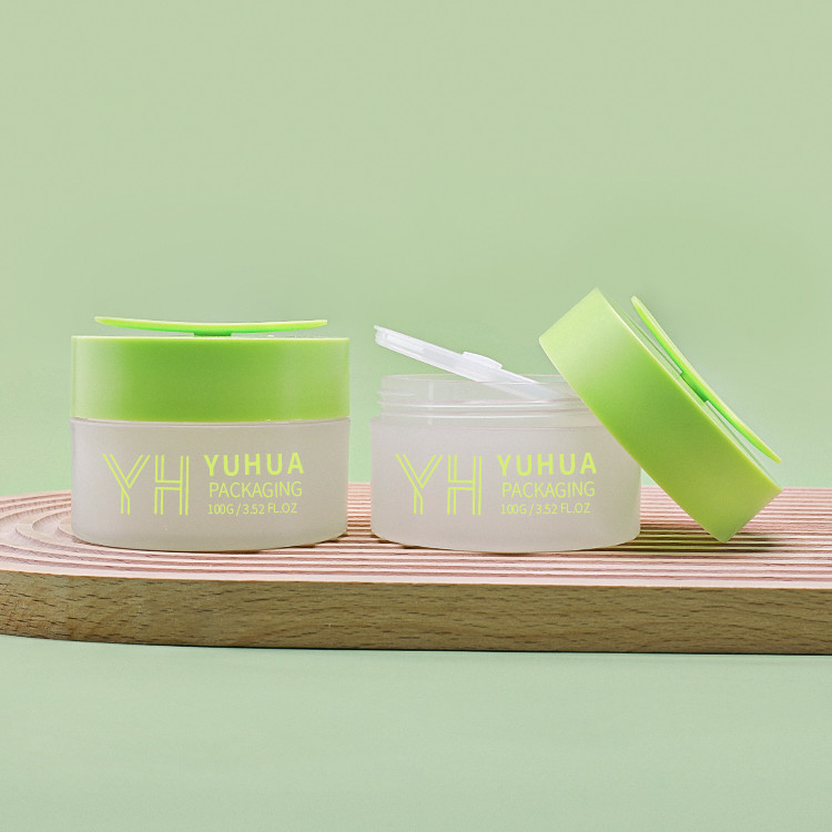 100g Double Wall Plastic Packaging Jars With Green Screw Top Cap Samll ...