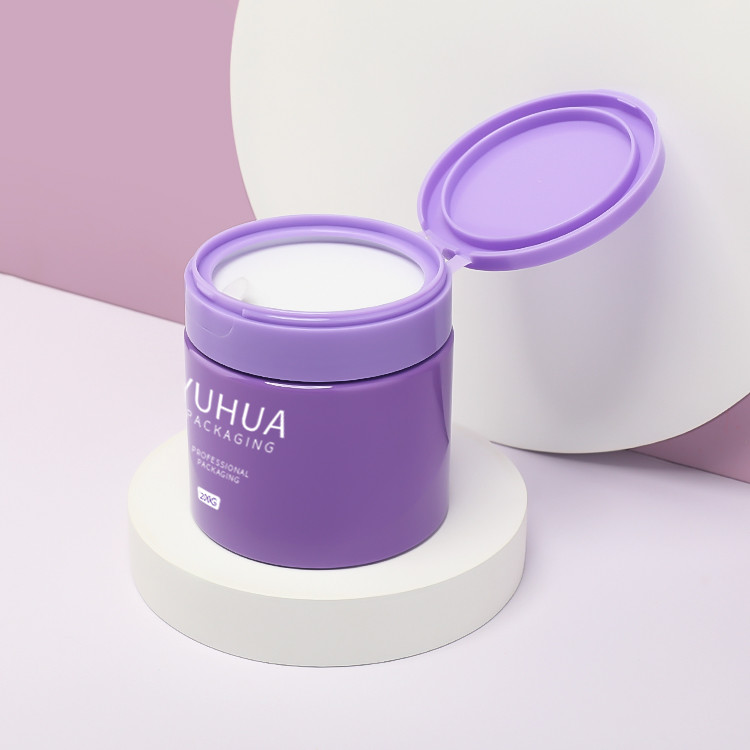 Purple Plastic Packaging Jars With Flip Top Cap Double Wall 100g 120g ...
