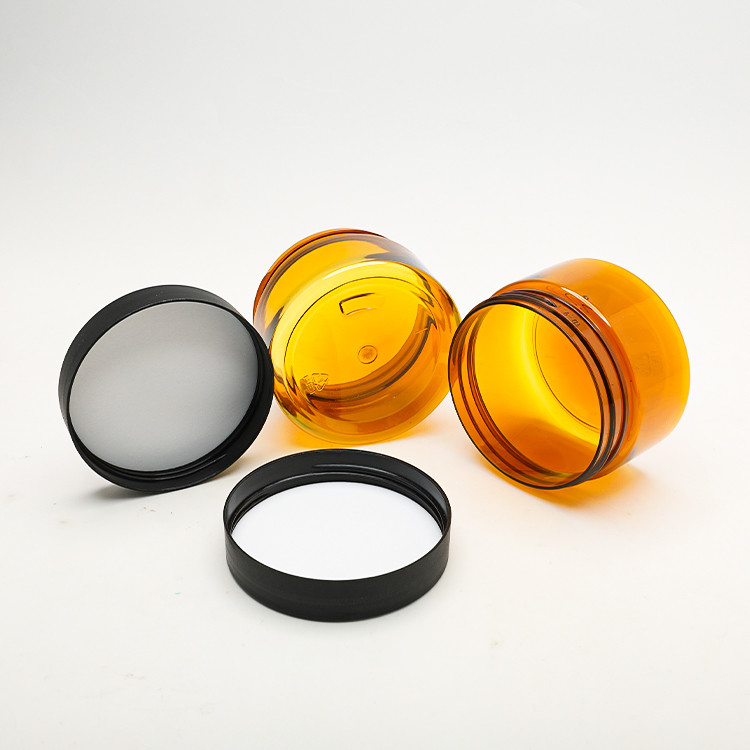 Wholesale Custom Logo Amber Plastic PET Packaging Cream Jars With Screw Cap